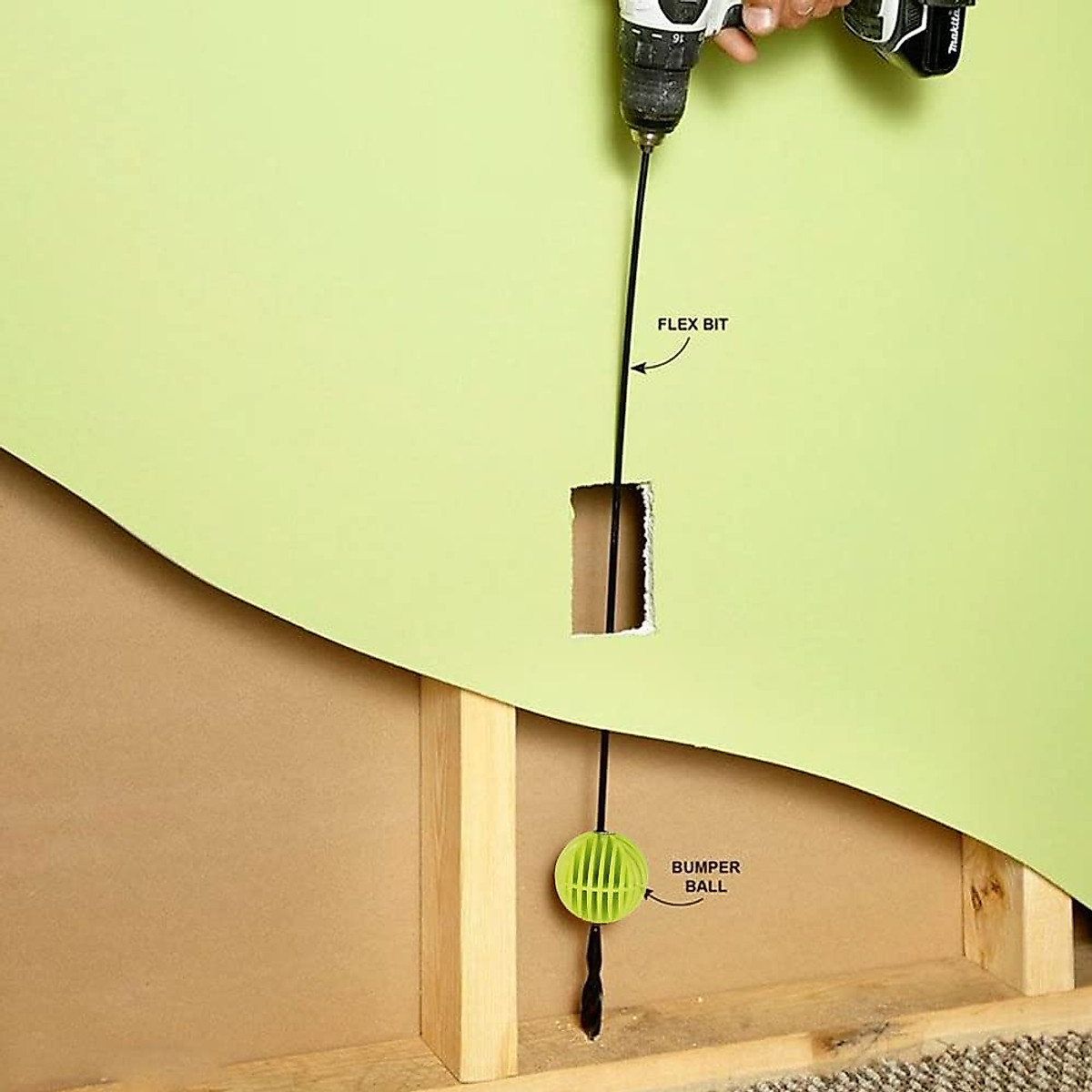 QZATTCAEN Flex Shank Installer Drill Bit Guide Tools/Cable Bit Bumper Balls for 1/4" Shank/in-Wall Drill Guide Kit 1-3/4" & 2-5/16" - S/4+Tool