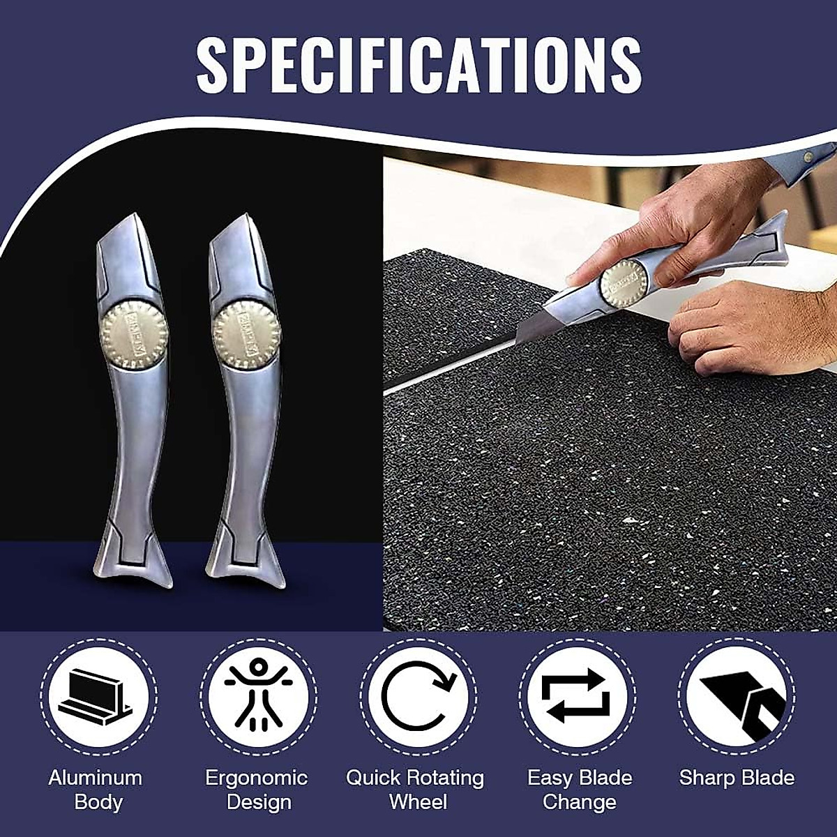 Zimpty ZY380 Heavy Duty 4 Pack Shark Knife Vinyl Knife Utility Knife with 24pc Blades Combo Set(4-Pack)