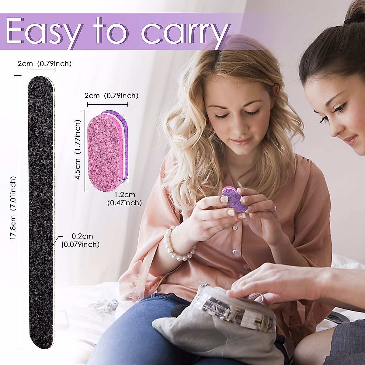 Nail File and Buffer Professional Manicure Tools Kit Emery Board & Nail Buffer Blocks Double Sided Reuseable 100/180 Grit 10Pcs for Home and Salon Use(Purple)