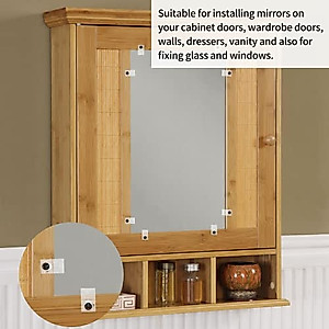 Qjaiune 20 Pack Mirror Holder Clips for Walls, Clear Retainer Clips Cabinet Glass Holder Clip, Wall Mirror Mount Kit Frameless Mirror Hanging Hardware for Vanity Mirror Window Screen (Classic Style)