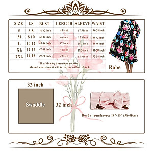 SUFEINI Maternity Robes and Matching Swaddle Blanket Set, Women Mommy Postpartum Robe Hospital Labor and Delivery Gown