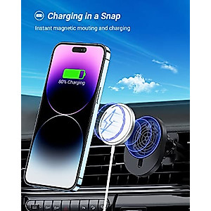 KALAPOP for MagSafe Car Charger Mount,Magnetic Car Wireless Charger Compatible with iPhone 14/14 Plus/14 Pro/14 Pro Max and iPhone 13/12 Series -Black