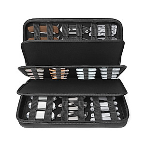 MOSISO Case with 68 Slots for Knife, Organizer Storage Pocket Case, Display Case for Folding Knife, Shockproof Box with Handle for Tactical, Survival, Outdoor EDC Mini Knife, Butterfly Knife, Black