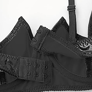 Yanarno Womens Sexy PVC Leather Mini Bra Top Clubwear Hollow Out 1/2 Cup Latex Sleeveles Vest Tops Black Medium