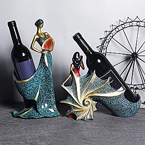Zerodis Wine Bottle Holder Statue Girl Figurines Wine Holder Storage Organizer Wine Bottle Rack Stand for Bar Counter Home Decor Accessories(BS023-2)