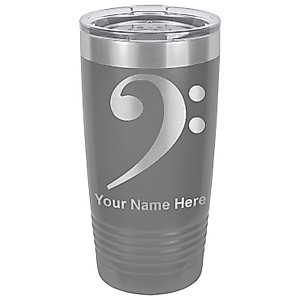 LaserGram 20oz Vacuum Insulated Tumbler Mug, Bass Clef, Personalized Engraving Included (Gray)