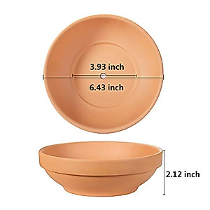 Terra Cotta Pots, Laergin 6.43 Inch Shallow Terra Cotta Clay Pots with Drain Hole Terra Cotta Plant Pot with Drainage Hole, Ceramic Plant Pots for Indoor/Outdoor Plants(6 Pack)