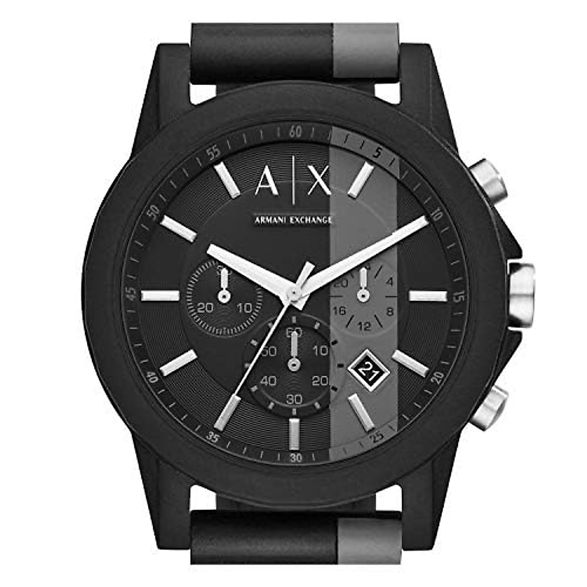 A｜X ARMANI EXCHANGE Men's Chronograph Black & Gray Silicone Strap Watch (Model: A|X1331)