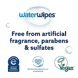WaterWipes Plastic-Free Original Baby Wipes, 99.9% Water Based Wipes, Unscented & Hypoallergenic for Sensitive Skin, 540 Count (9 packs), Packaging May Vary