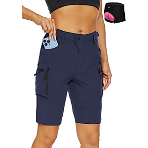 Cycorld Women's-Mountain-Bike-Shorts, Cycling Padded Biking Shorts with Pocket(Navy, Medium)