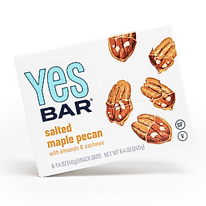 YES Bar – Salted Maple Pecan – Plant Based Protein, Decadent Snack Bar – Vegan, Paleo, Gluten Free, Dairy Free, Low Sugar, Healthy Snack, Breakfast, Low Carb, Keto Friendly (6 Count)