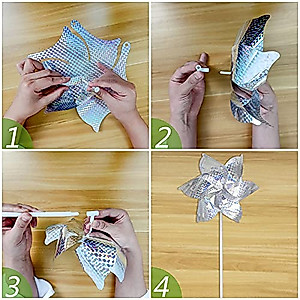 SUNPRO Reflective Pinwheels,10-Pack Extra Sparkly Pinwheels for Garden Decor, Pinwheels for Kids,Scare Birds Away from Garden Yard Patio Lawn Farm (10 Pack).