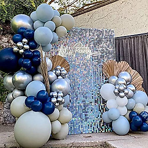 Holipardy DIY Balloon Arch & Garland kit, 159Pcs Gray Silver Metallic Party Balloon with Nightblue and 4D Silver Balloons for Wedding Birthday Baby Shower Graduations Bachelorette| Party Supplies