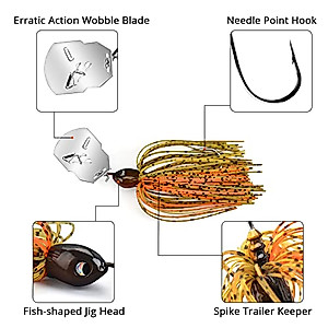 MadBite Bladed Jig Fishing Lures, 5 pc Multi-Color Kits, Irresistible Vibrating Action, Sticky-Sharp Heavy-Wire Needle Point Hooks, Popular 3/8 oz Sizes, includes Storage Box
