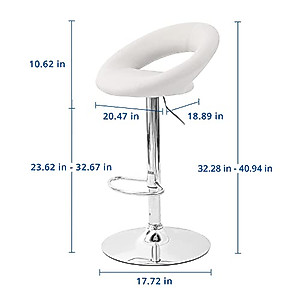 Cozy Castle Bar Stools Set of 2, Faux Leather Counter Height Bar Stools with Back and Armrest, Swivel Adjustable Barstools, Bar Chairs Stools(White)