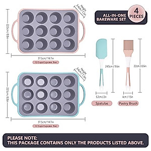 COOKSTYLE Silicone Muffin Pan, 12 Cups, Gray Blue Pink, BPA Free, Dishwasher Safe, Nonstick, Perfect for Baking Cakes, Cupcakes, Cookies