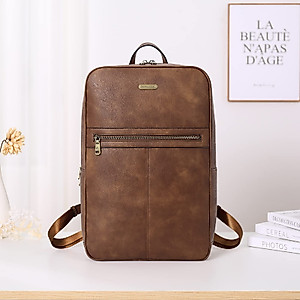 CHOLISS Laptop Backpack for Women&Men,15.6" Computer Backpack,Retro Vegan Leather Travel Work School College Bag Durable Daypack