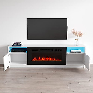York 02 Electric Fireplace Modern 79" TV Stand