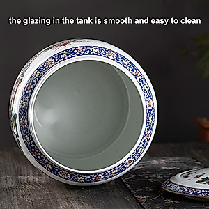 Chinese Style Food Dispenser 22Lbs Ceramic Rice Bucket Cereal Storage Container Chinese Porcelain Grain Dispenser Suitable for Flour, Sugar, Coffee, Rice, Nuts, Snacks, Pet Food, Tea (Color : A)