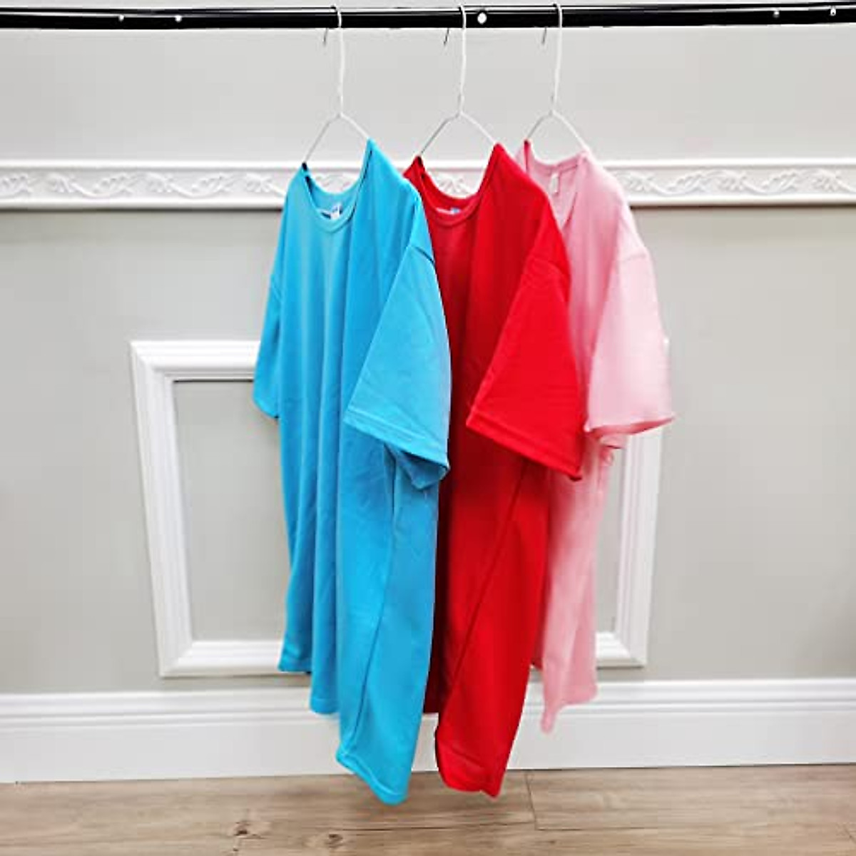 FixtureDisplays® Metal Wire Cloth Hanger Coat Hanger White Vinyl Coated Drip Dry Hanger 10 Pack 16X8 100701