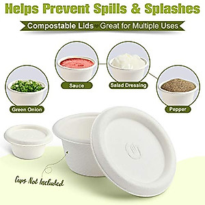 Green Earth, 2 oz Bagasse Compostable Cup Lids, Biodegradable Sugarcane Fiber Material, White, 50-Pack