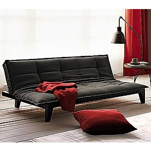 yoyomax Convertible Sofa Bed Couch-Futon Sofa Bed,Breathable Fabric Folding Sofa Bed Easy to Clean-Ideal for Bedroom, Living Room, Apartment and Office-Compact Design for Spacing Saving-Black