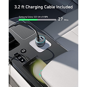 Anker USB-C Car Charger, 67W 3-Port Compact Fast Charger, 535 Car Adapter with PIQ 3.0 for iPhone 15/15 Plus/15 Pro/15 Pro Max, Galaxy S23, MacBook Pro, iPad Air, and More (USB-C to C Cable Included)