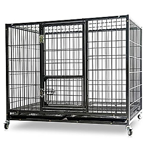 Homey Pet 43" Stackable Heavy Duty Cage W/Feeding Door, Casters and Tray