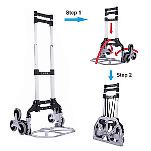 Stair Climbing Hand Truck,Heavy-Duty Hand Cart with Telescoping Handle,176 LB Load Capacity,6-Wheel Folding Cart for Moving and Office Use