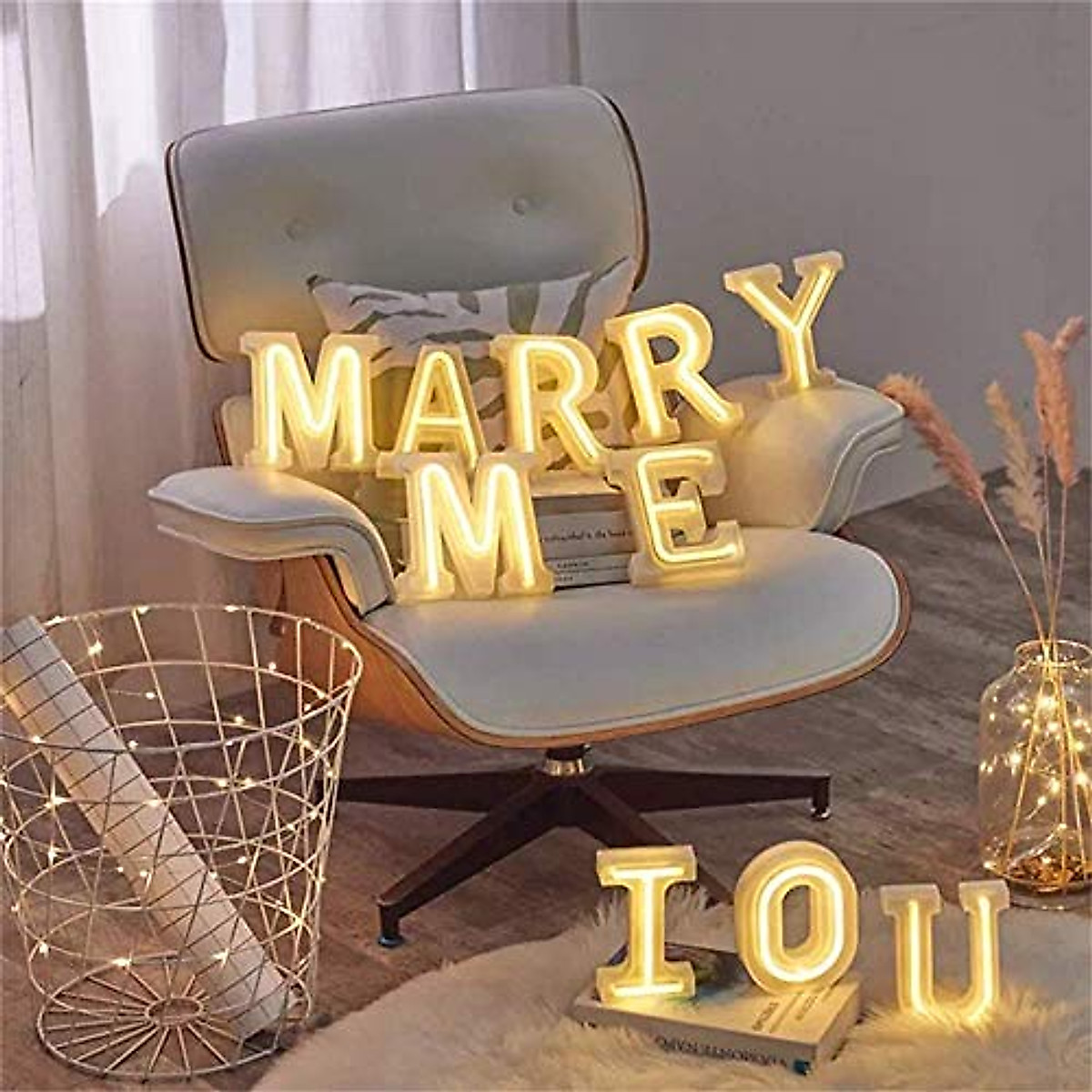 Light Up Marquee Letters Lights Letters Neon Signs,Wall Decor/Table Decor for Home Bar Christmas, Birthday Party, Valentinefs Day Words-Warm White Letters(C)