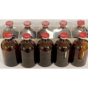 100ml Sterile Amber Injection Vial 5 Pack with Red Caps and Red Butyl Stopper