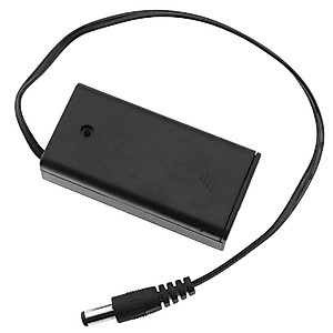 RLECS AA Battery Holder Black 2x1.5V 3V AA Battery Box with DC 5.5x2.1mm Male Connector DIY Battery Holder Battery Packs Case Power Bank Wired ON/Off Switch with Cover