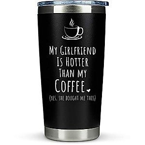 KLUBI Boyfriend Gifts from Girlfriend- Travel Coffee Tumbler/Mug 20oz Insulated Stainless Steel - Funny Gift Idea for Year Anniversary, Valentines Day, Cute Presents, 1, Birthday