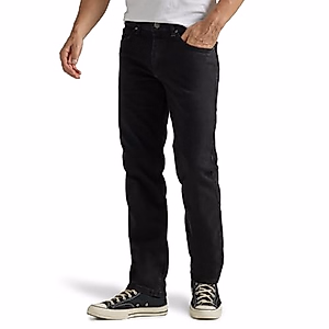 Lee Men's Legendary Regular Straight Jean, Overdye Black, 34W x 32L