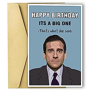 Ziwenhu Happy Birthday Card for Him, Funny Birthday Gifts for Women, Michael Scott Bday Card for Her, The Office Birthday Card for Friend