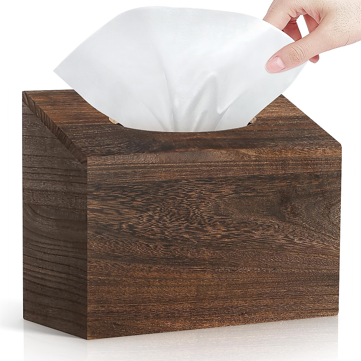 Hand Towel Box Cover Compatible with Kleenex Disposable Paper Hand Towels Wood Bathroom Paper Towel Holder for Tabletop, Bathroom, Office (Brown)