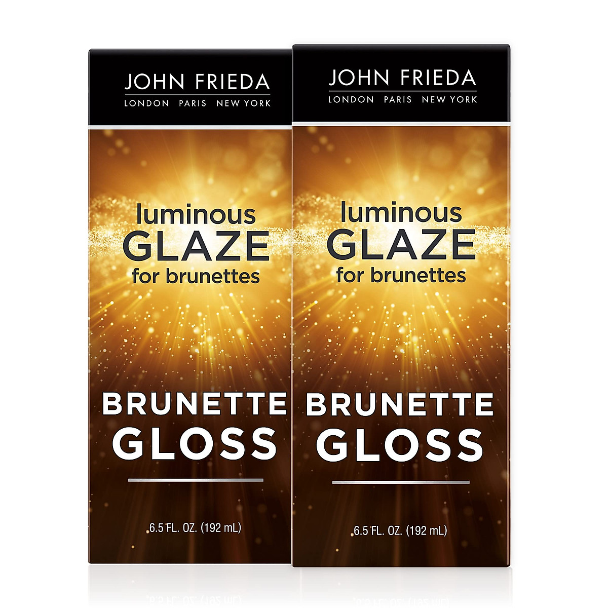John Frieda Brilliant Brunette Luminous Hair Glaze, Hair Gloss Enhances Rich Color and Boosts Shine for Silky Brunette Hair, Enhances While Mending Damaged Hair Surfaces, 6.5 Oz, Pack of 2