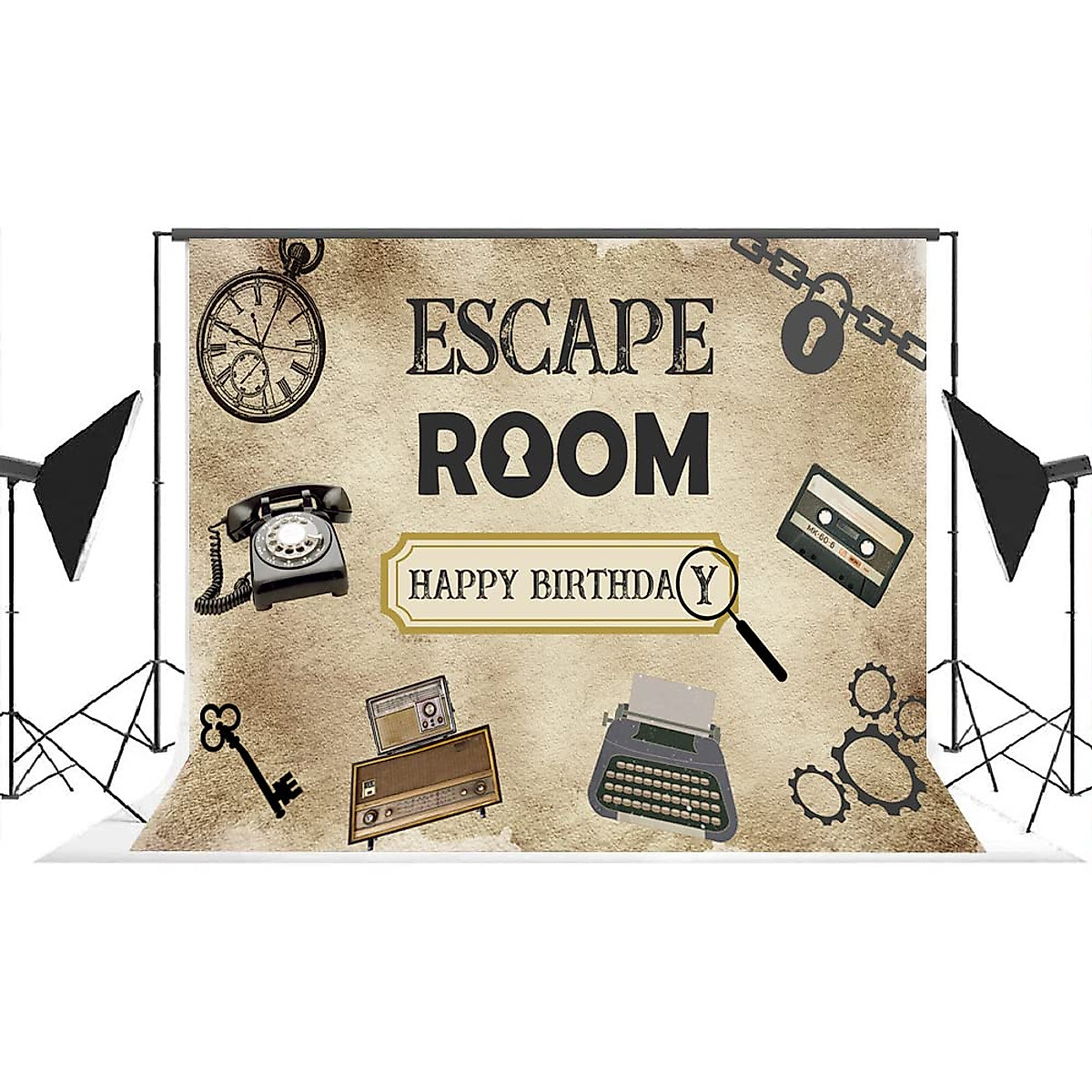 Lofaris Detective Theme Birthday Backdrop Escape Room Party Background Mystery Investigation Analysis Top Secret Birthday Party Supplies Decoration Photo Booth Studio 7x5ft