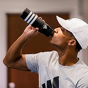 adidas unisex adult 750 Ml (28 Oz) Stadium Refillable Plastic sports water bottles, Black/White, One Size US