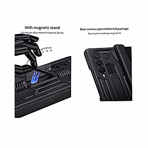 CeeEee Samsung Galaxy Z Fold 3 5g Case Screen Protector 360 Degree Full Body Protection Cover Built-in with 9H Tempered Glass and Kickstand with Hinge Protection, Black