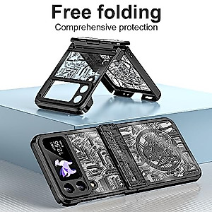 phone case Slim Case Compatible with Samsung Galaxy Z Flip 4 with Hinge+Camera Lens Protector,Thin Hard PC Case Fashion Protective Case for Galaxy Z Flip 4 Rugged Electroplating Cover phone protection