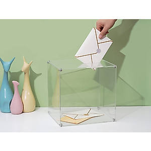 MaiiTiproll All Clear Acrylic Card Box, DIY Wedding Box with Your DIY Print, Assembly Box for Reception/Wedding Box/Party Graduation & Birthday Baby Shower Decorations(10x10x8.5)