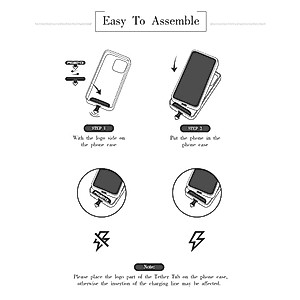 project-cb Phone Tether Tab ×1,Spring Ring ×1,Metal Patch,Universal Phone Lanyard Patch Without Adhesive,Phone Strap Replacement Part for Cell Phone (Silver)