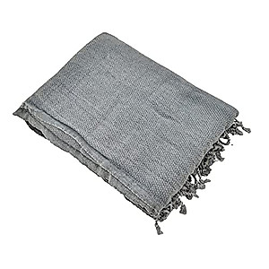 Stonewashed Turkish Throw Blanket in Charcoal Grey/Faded Black, Soft, Cozy and Lightweight, Perfect for Use as a Love Seat or Sofa Throw, Partical Bed Cover, Beach Blanket or Yoga Blanket