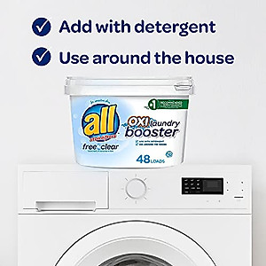 all OXI Laundry Booster for Sensitive Skin, Free Clear, 52 Ounces, 48 Loads
