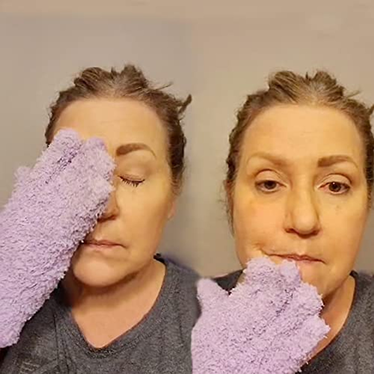 Makeup Remover Cleansing Face Wipes Gloves,Eye Make-Up Ultra Soft Microfiber Reusable Facial Cloths,for Sensitive Skin (3 Piece)