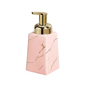 Soap Dispenser,/Marble Ceramic Foaming Soap Dispenser, Foam Soap Dispenser with Gold Pump, Hand Foaming Dispenser, for Barthroom Kitchen-pink-400ml/short (Color : Pink)