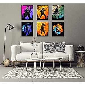 MTEBOCC Anime Poster Pack Teens Posters Bedroom Art - Room Decor Give Boy Gifts Canvas Wall Art Paintings Canvas HD Picture prints Set of 6 Unframed 8X10in