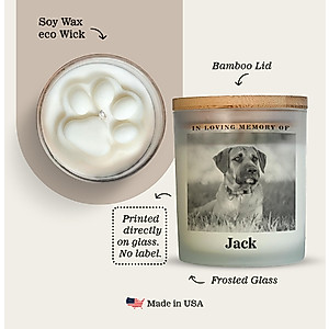 Custom Photo Candle | Printed on Glass | Memorial for Parent, Mother, Dad, Dog, Cat, Pet memorial | Condolence Remembrance, Light Remains | Engraved Lid | Scented, Soy Wax, USA Made | Keep&Present