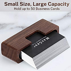 MaxGear Business Card Holder Wood Business Cards Holder for Desk Business Card Display Holder Desktop Business Card Stand for Office,Tabletop - Rectangle 2 Pack